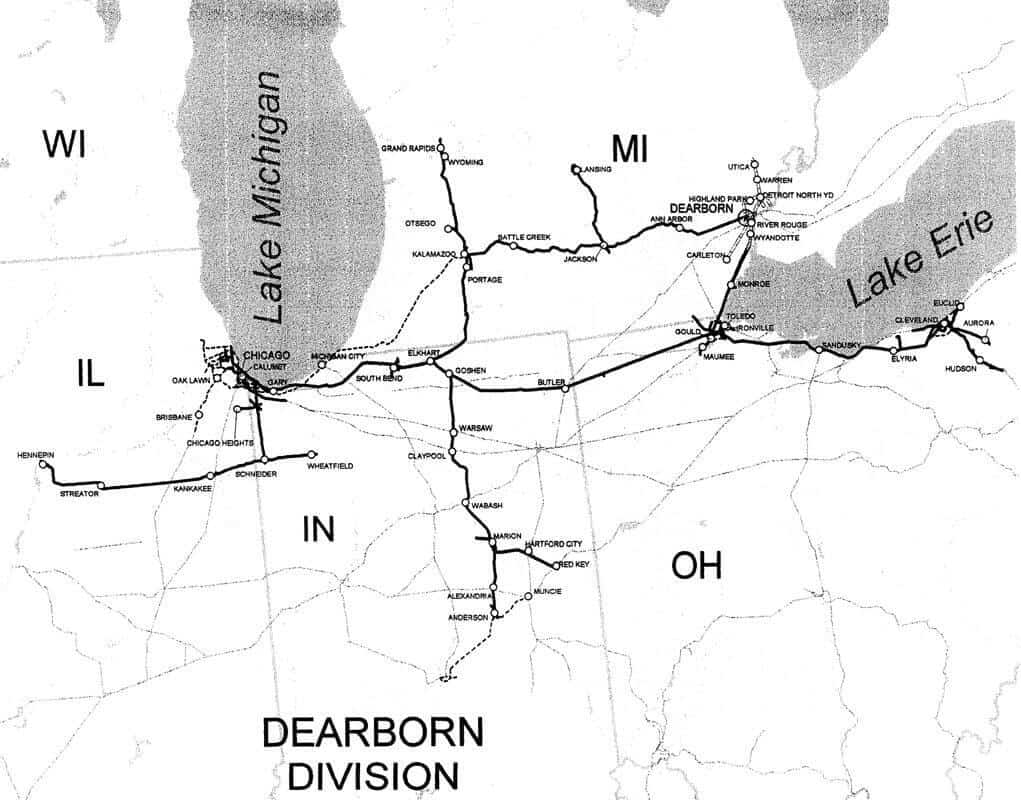 Norfolk Southern Dearborn Division Track Chart 2002
