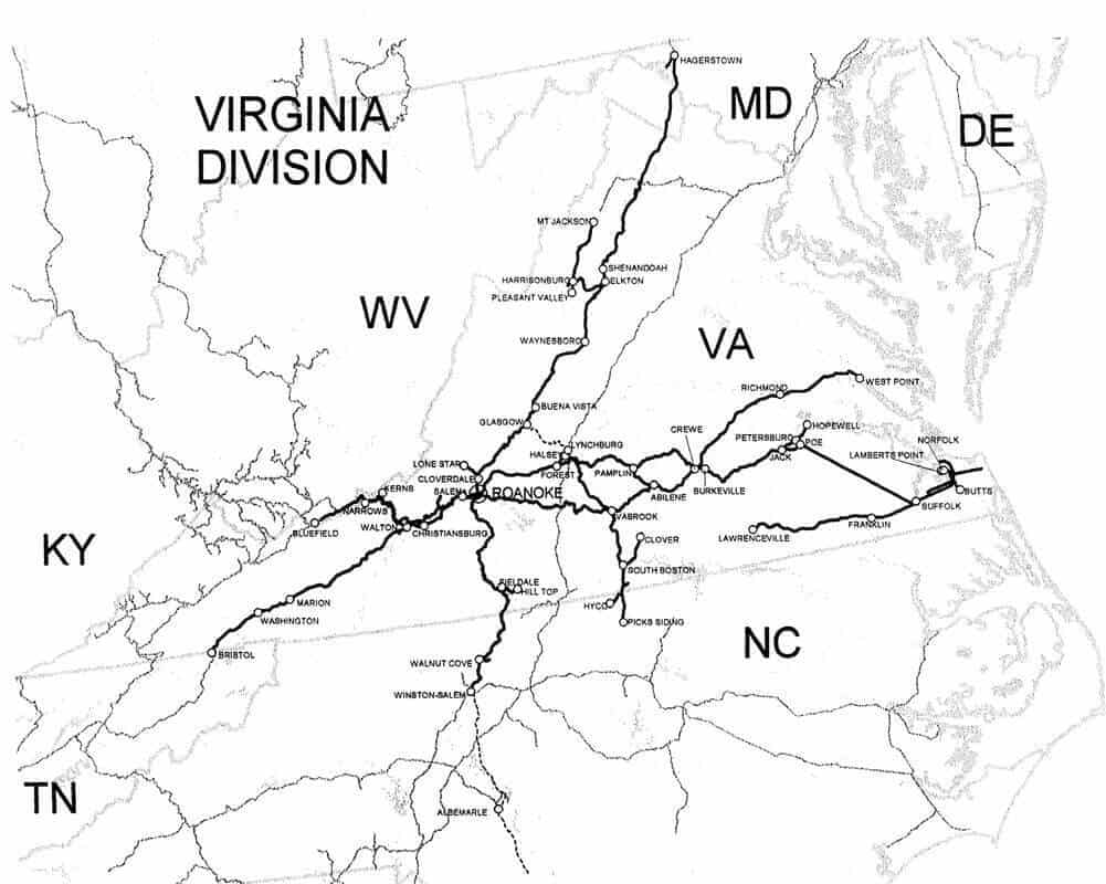 Norfolk Southern Virginia Division Track Chart 2002