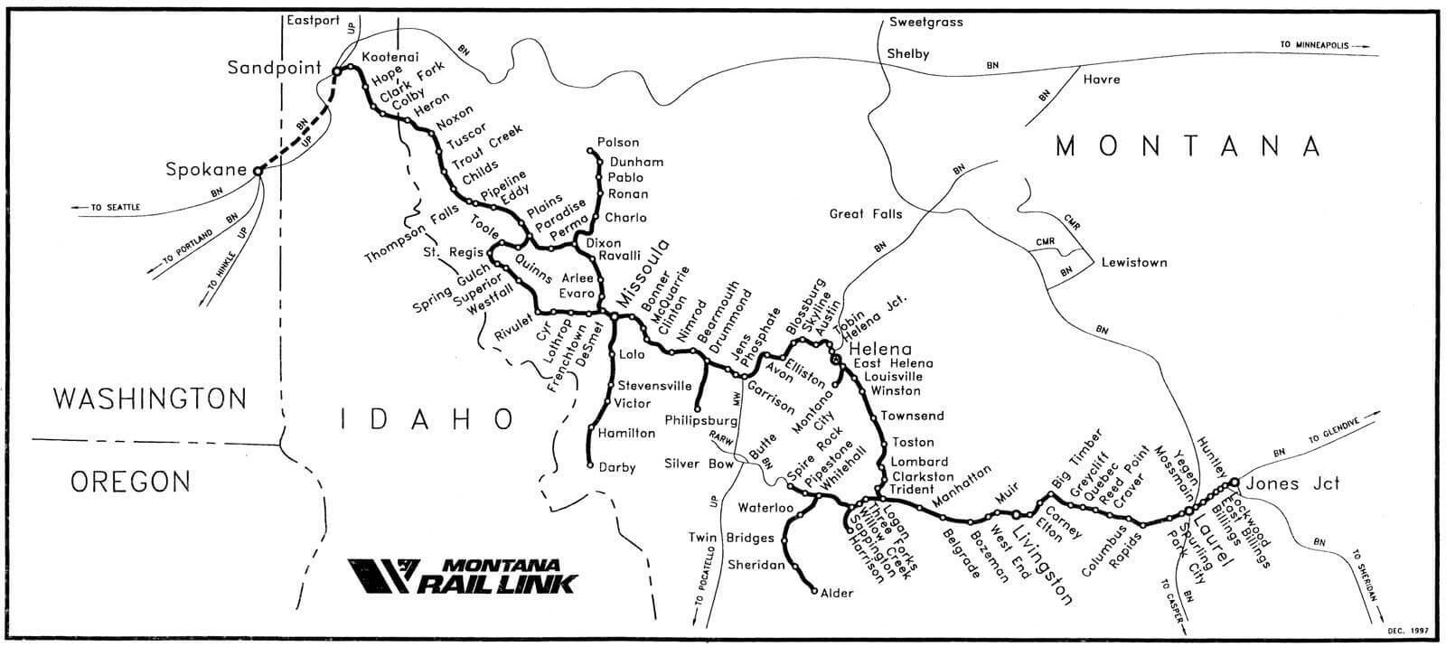 Montana Rail Link Railroad Track Chart 1998