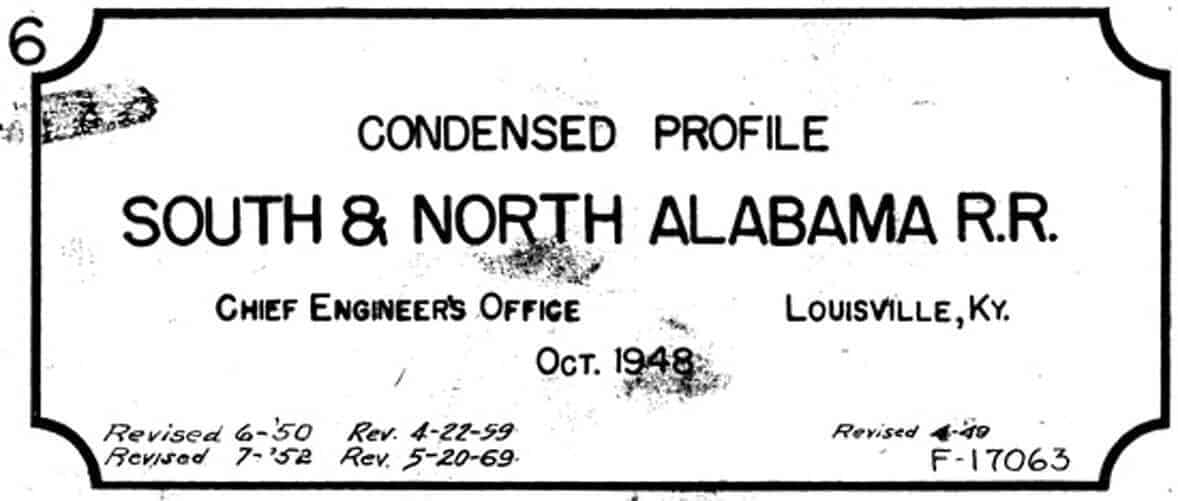 L&N South & North Alabama Railroad Track Chart 1969