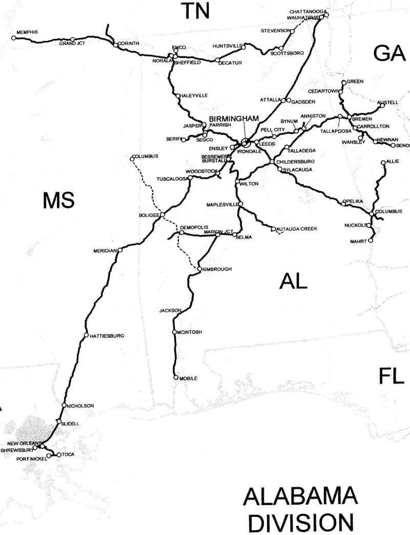 Norfolk Southern Alabama Division Track Chart 2002