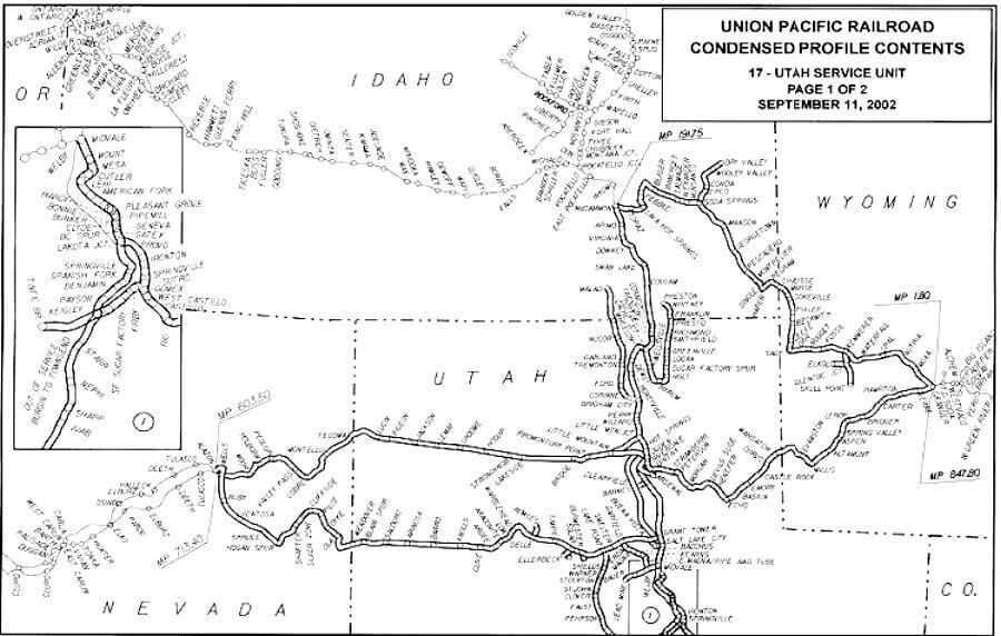 Union Pacific Utah Service Unit Track Chart 2002